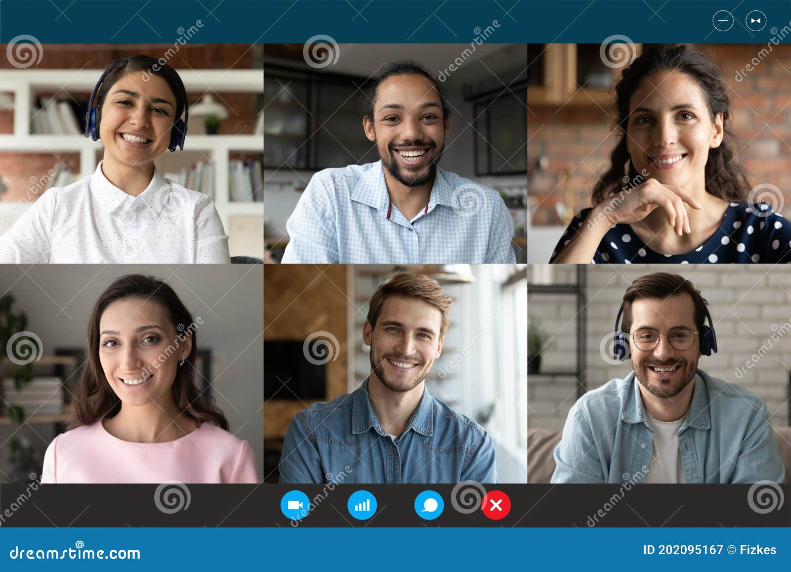 Happy Multiracial Millennial Friends are Communicating Distantly. Stock ...