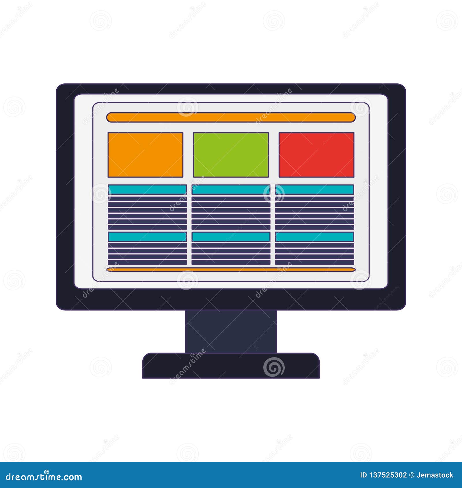 Computer Screen Website Blue Lines Stock Vector - Illustration of ...