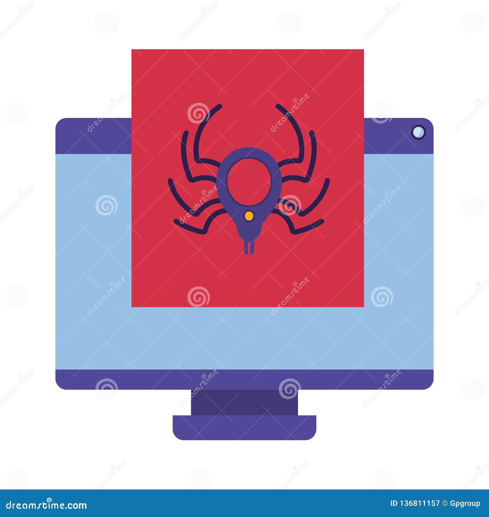 Computer Screen with Window and Spider Isolated Icons Stock Vector ...