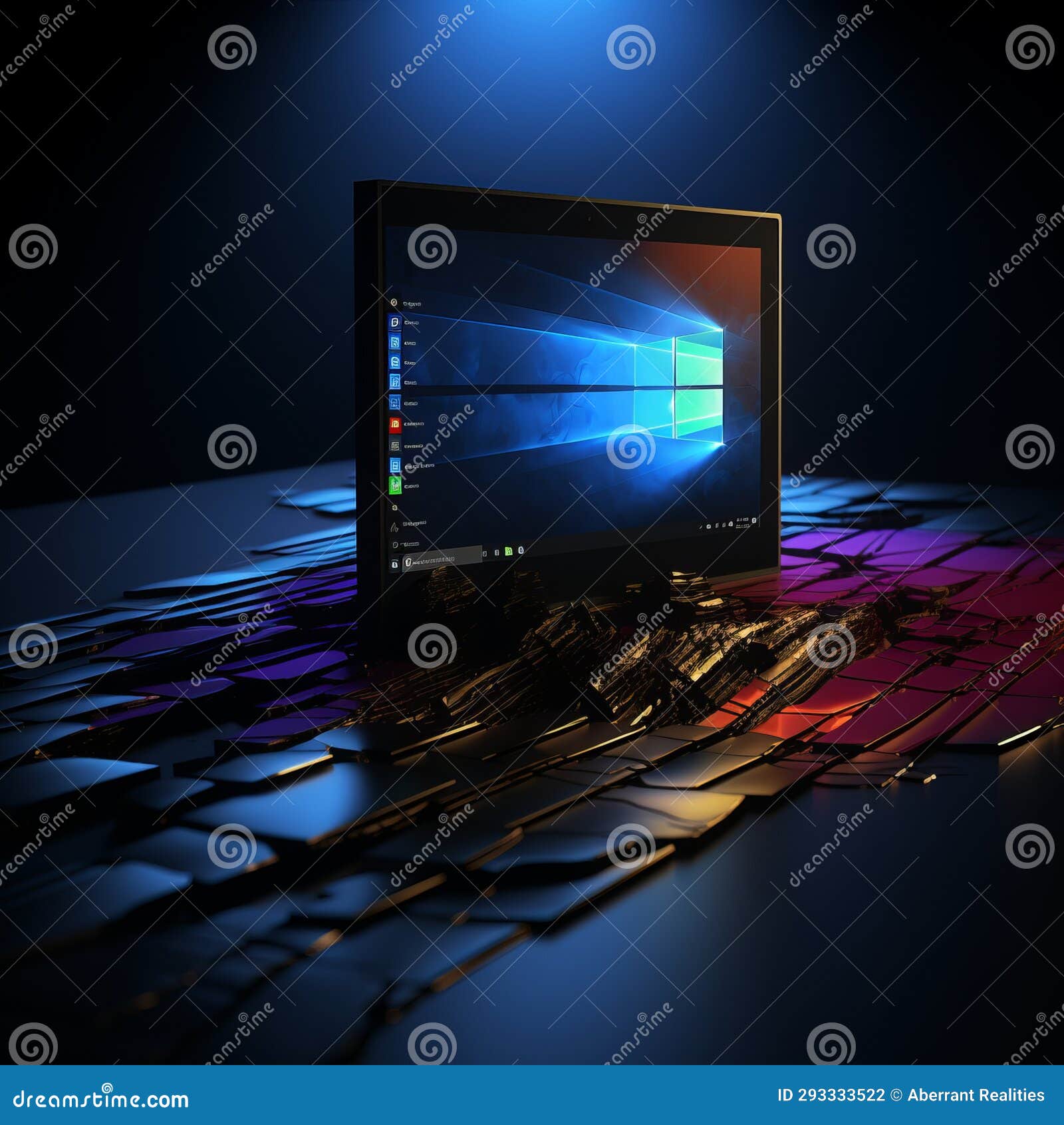 A Computer Screen with Windows 10 on it Stock Illustration ...