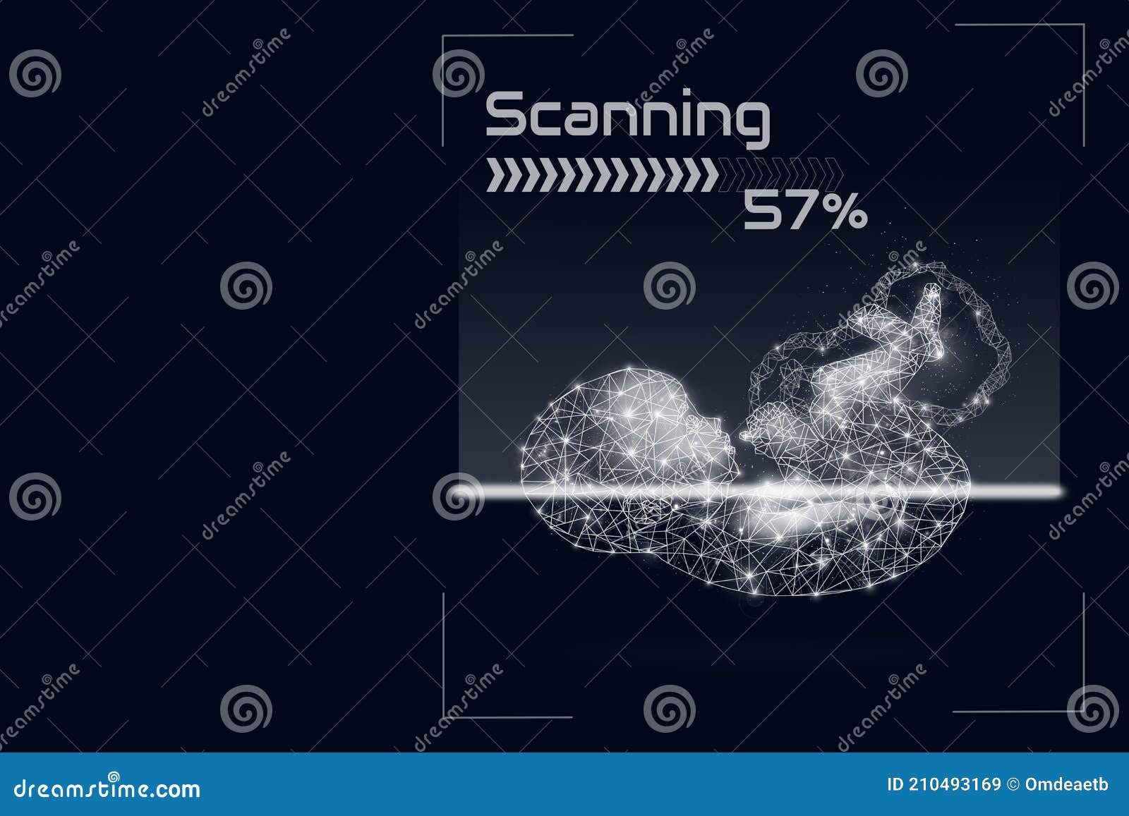 Computer Screening, Image of the Healthy Forming Baby on Dark Blue ...