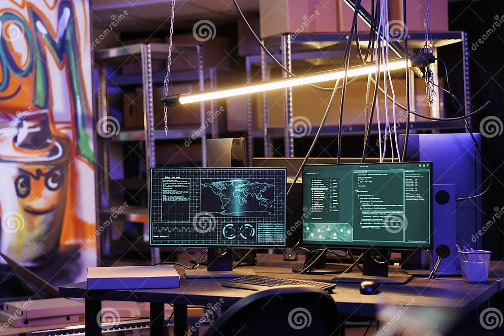 Computer Screens Displaying Ransomware Stock Image - Image of spyware ...