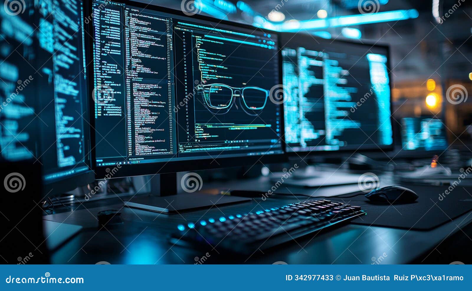 Computer Screens with Programming Code and Technical Design Stock Image - Image of digital ...
