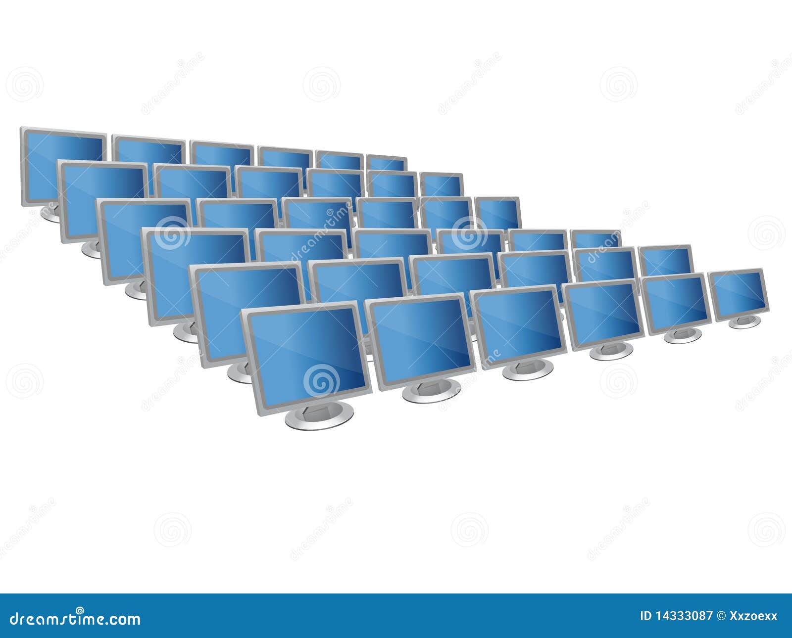 Computer screens in row stock vector. Illustration of hardware - 14333087