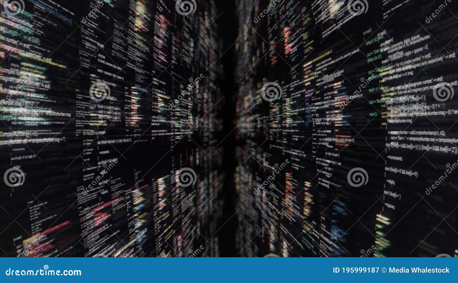 Computer Script Being Typed Endlessly on Black Background. Animation ...