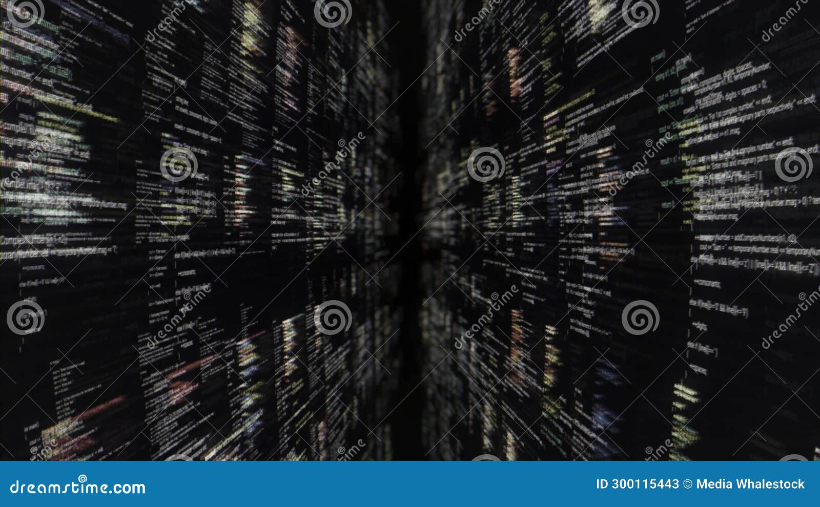 Computer Script Being Typed Endlessly on Black Background. Animation ...