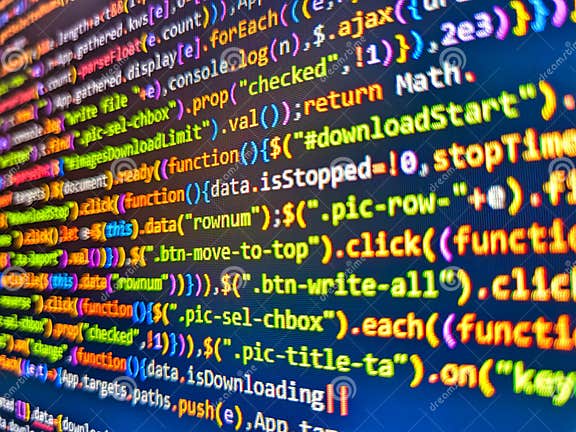 Computer Script Coding Source Code on Desktop Monitor. Computing, Cyberspace , Future and ...