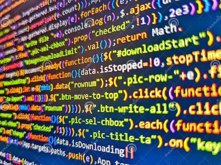 Computer Script Coding Source Code On Desktop Monitor Computing 