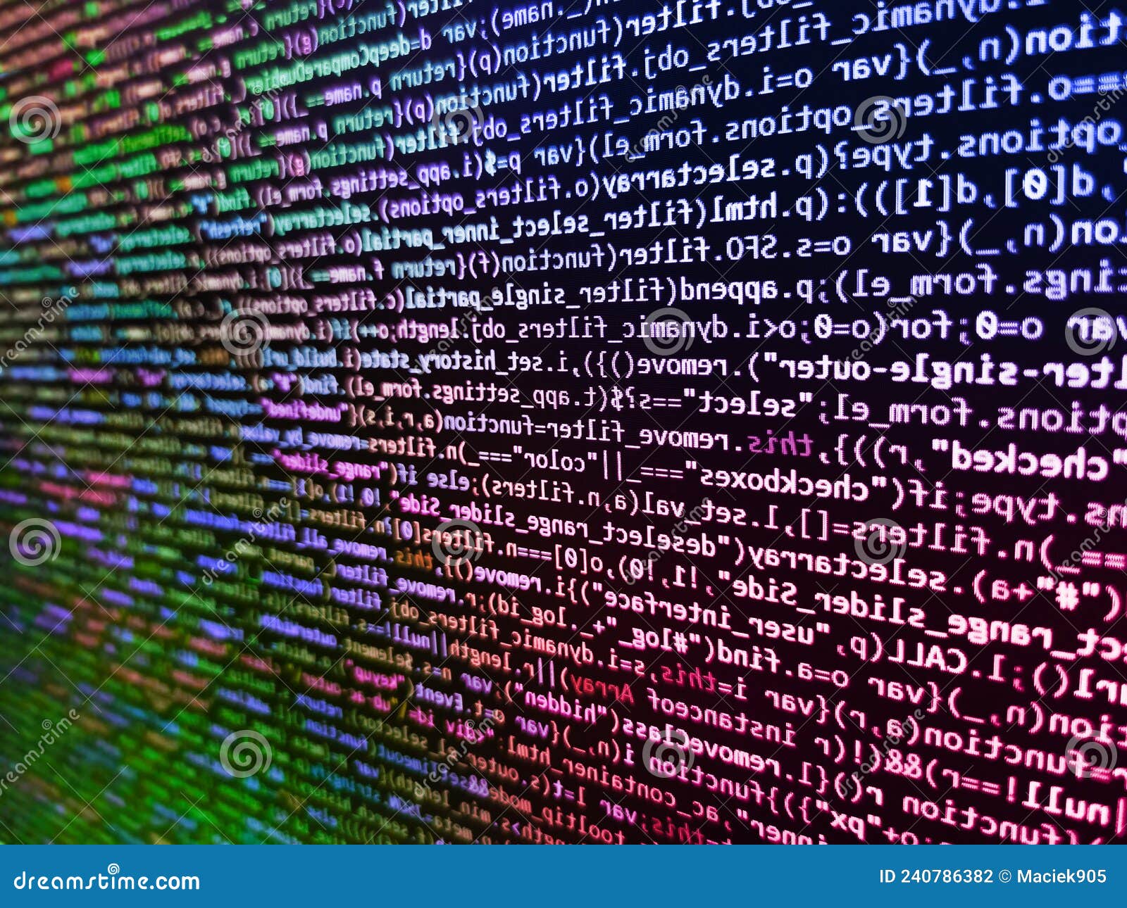 Computer Script Coding Source Code On Desktop Monitor Data Bits