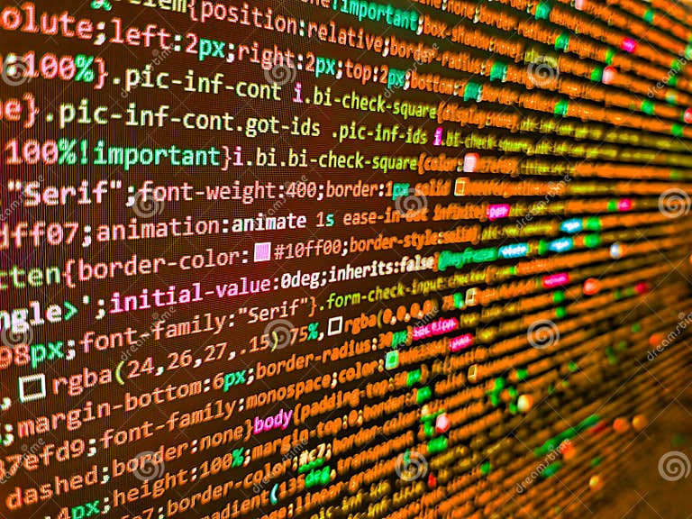 Computer Script Coding Source Code On Desktop Monitor Html5 Real Css 7143
