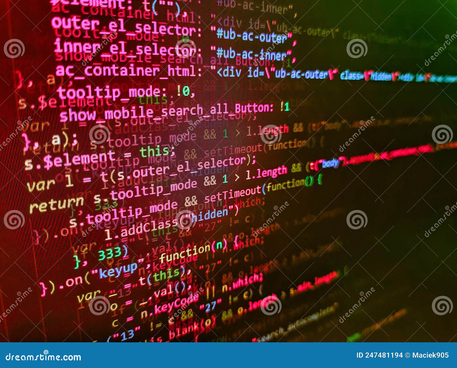 Computer Script Coding Source Code On Desktop Monitor Programming Source Code Abstract Screen