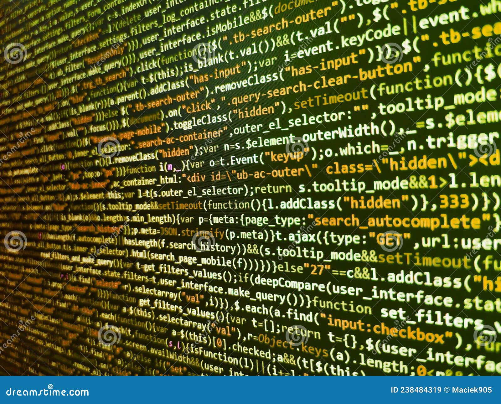 Computer Script Coding Source Code On Desktop Monitor Real Html Code Developing Screen Stock 9055