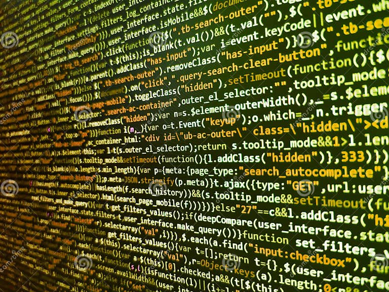 Computer Script Coding Source Code On Desktop Monitor Real Html Code