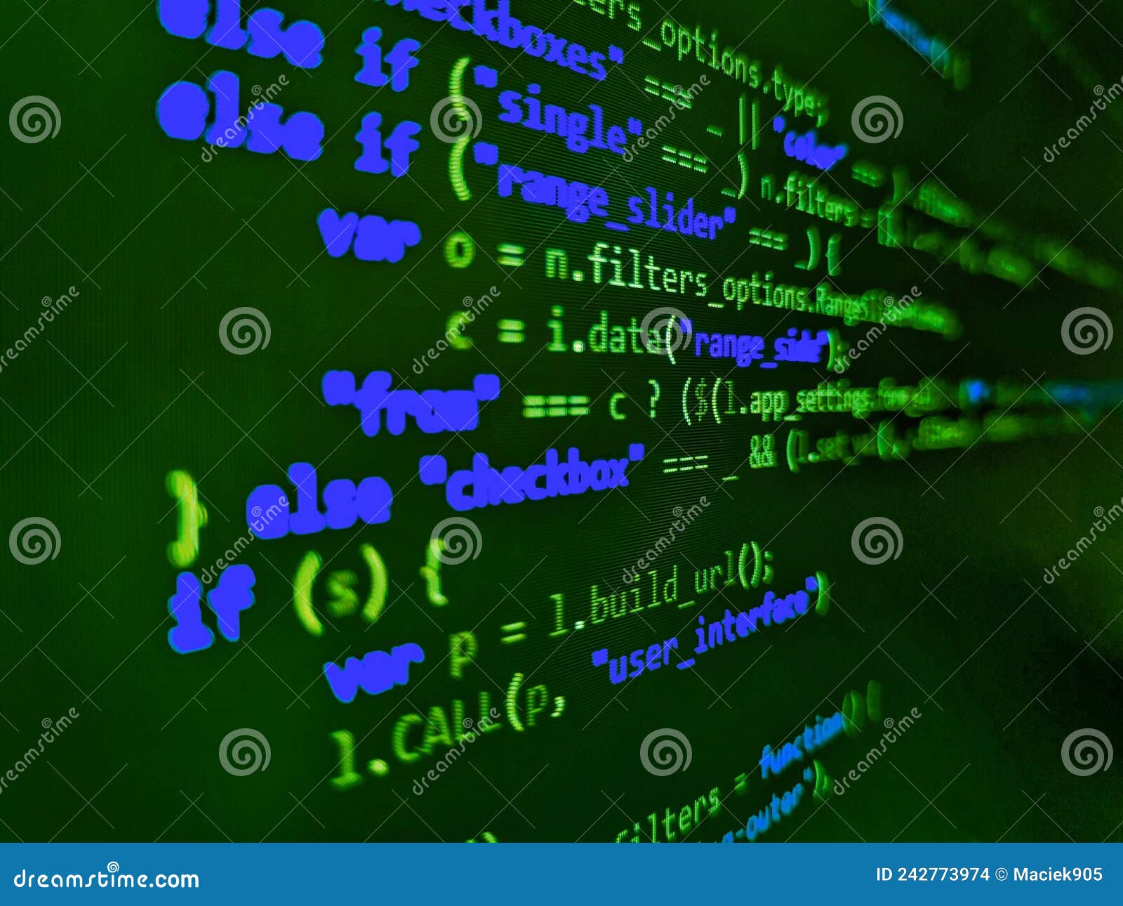Computer Script Coding Source Code On Desktop Monitor Software Developer Programming Code Stock