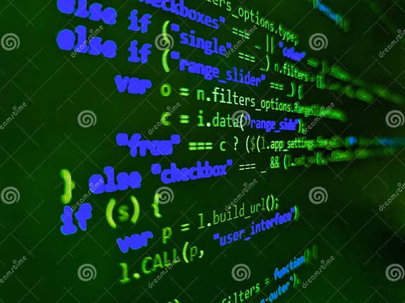 Computer Script Coding Source Code On Desktop Monitor Software Developer Programming Code Stock 9022