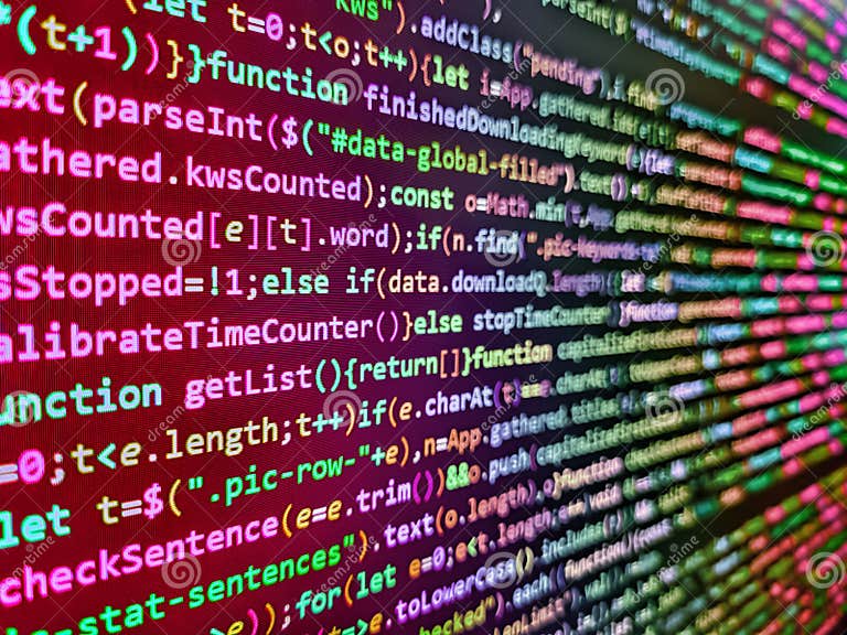 Computer Script, Function. Programming Code Abstract Screen of Software ...