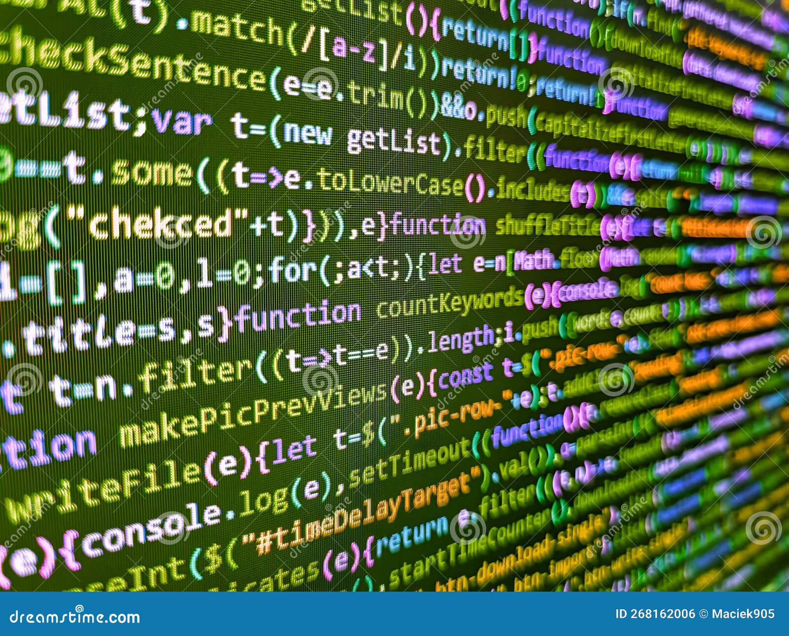 Computer Script. Innovative Startup Project. Abstract Screen of Software. Screenshot with Random ...