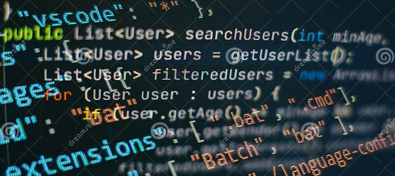 Computer Script Programming Code Abstract Screen Of Software Developer Stock Image Image Of