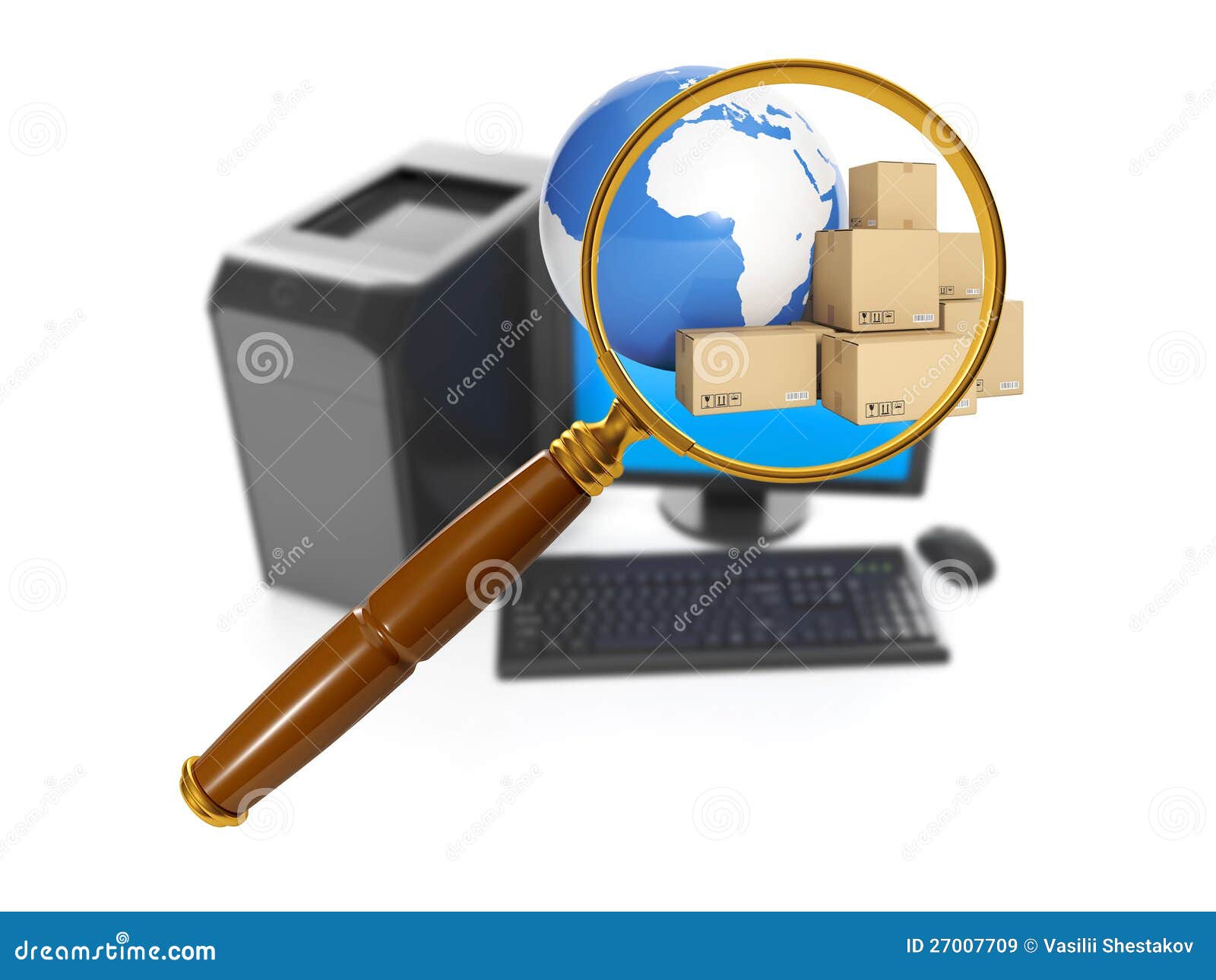 Computer and search fo stock illustration. Illustration of heap - 27007709