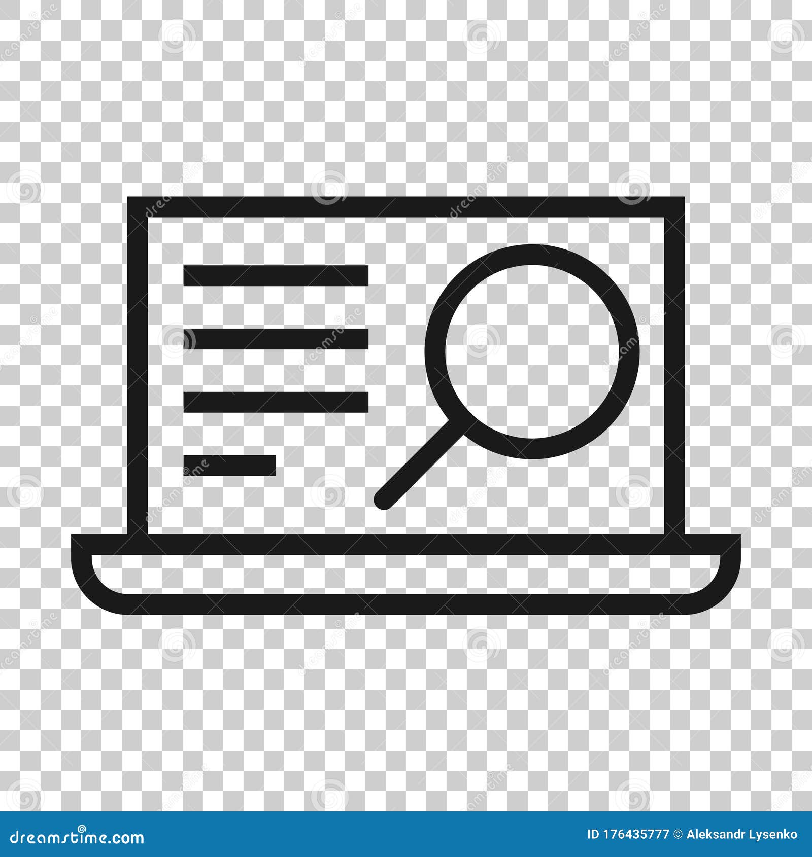 Computer Search Icon in Flat Style. Laptop with Magnifying Glass Vector ...