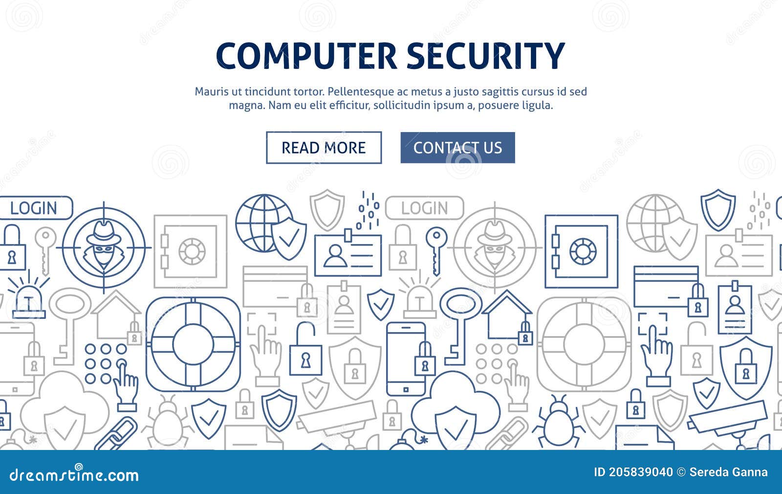 Computer Security Banner Design Stock Vector - Illustration of line ...