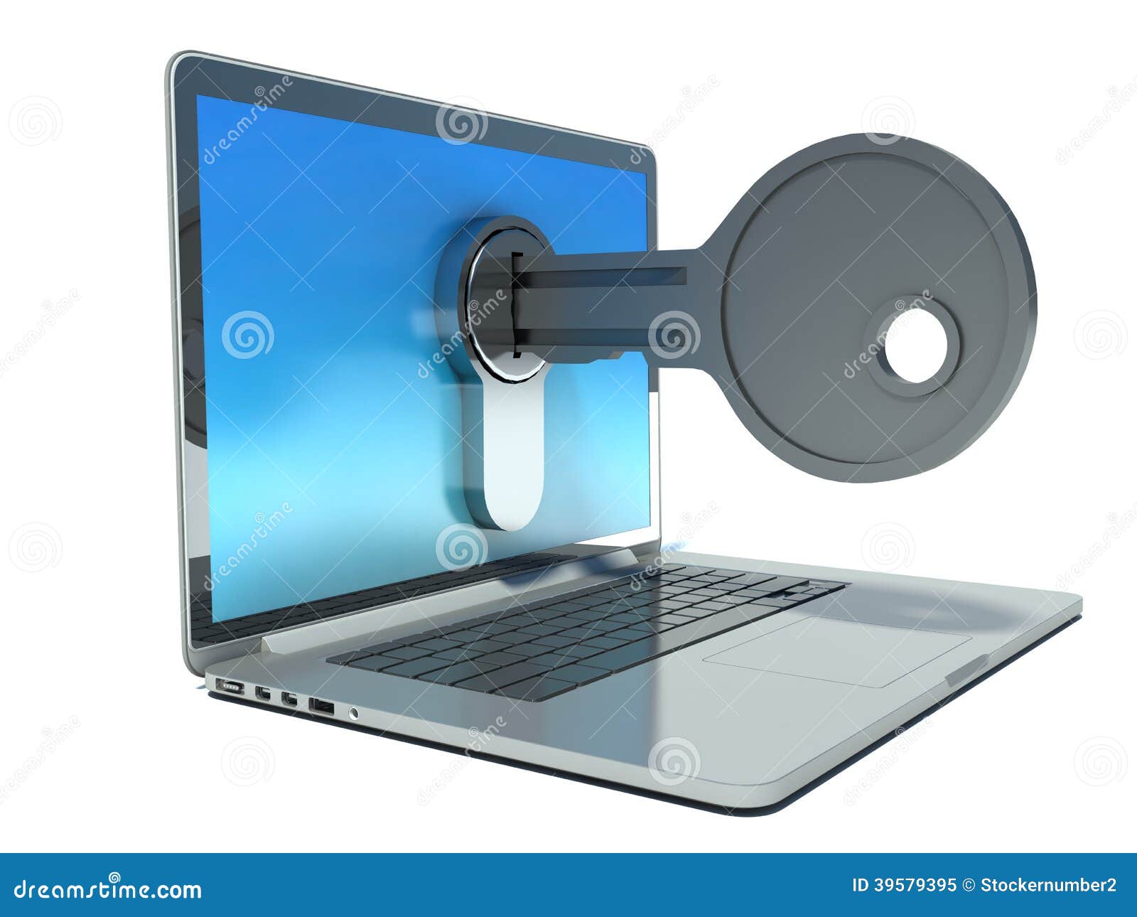 Computer Security Concept - Laptop and Key Stock Illustration ...