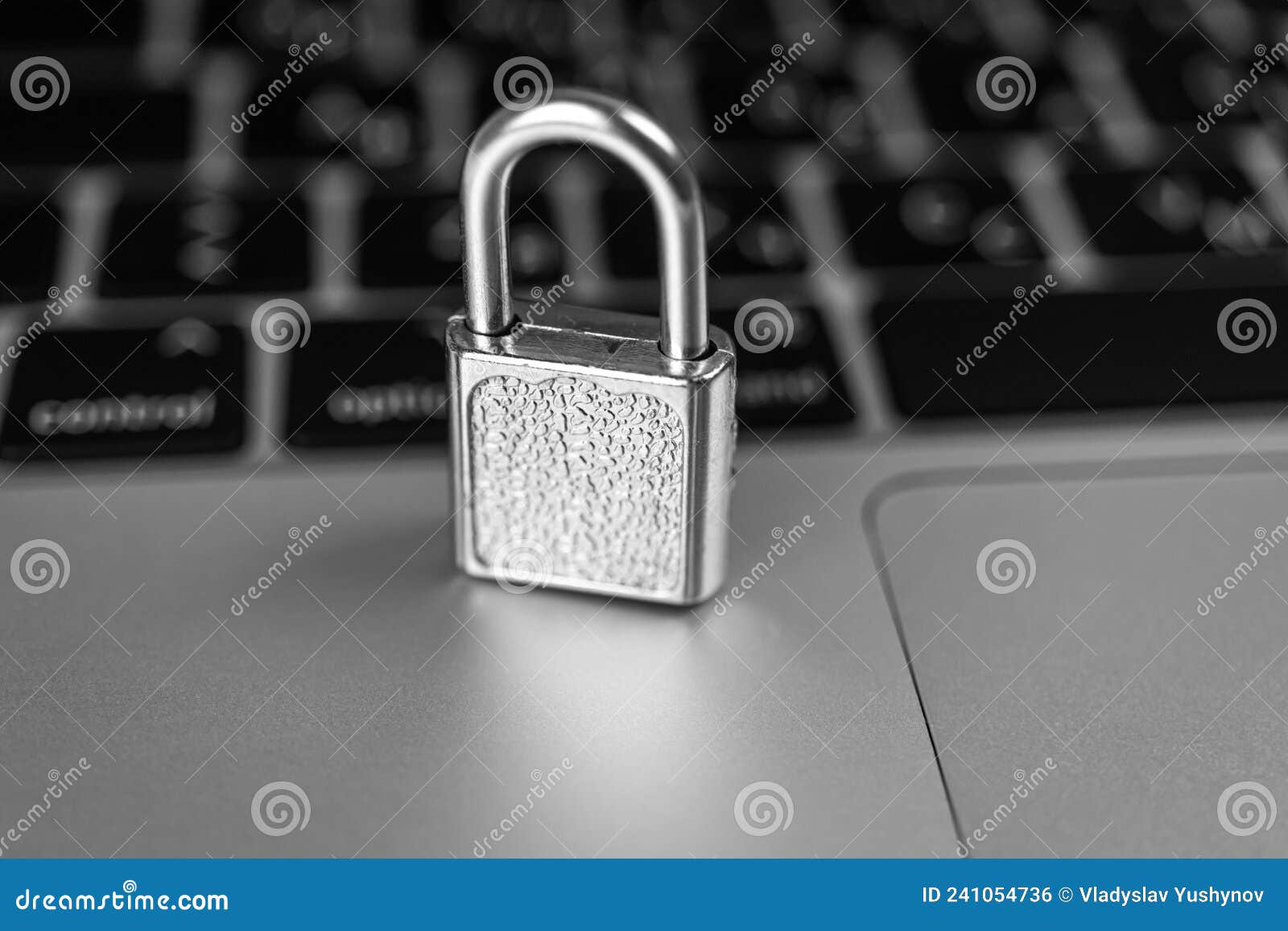 Computer Security Concept. Padlock on Computer Keyboard, Laptop in ...