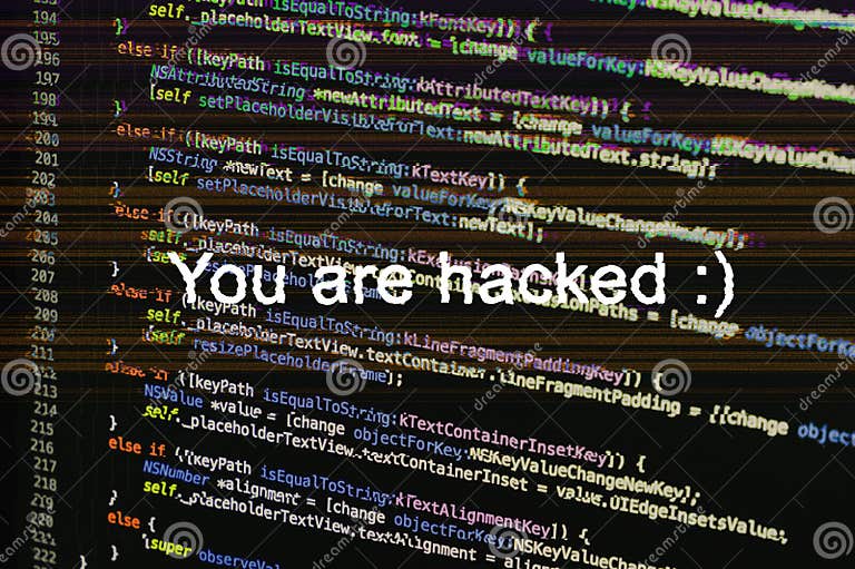 Program Code with Hacked Alert. Glitch Effect Added Stock Photo - Image ...