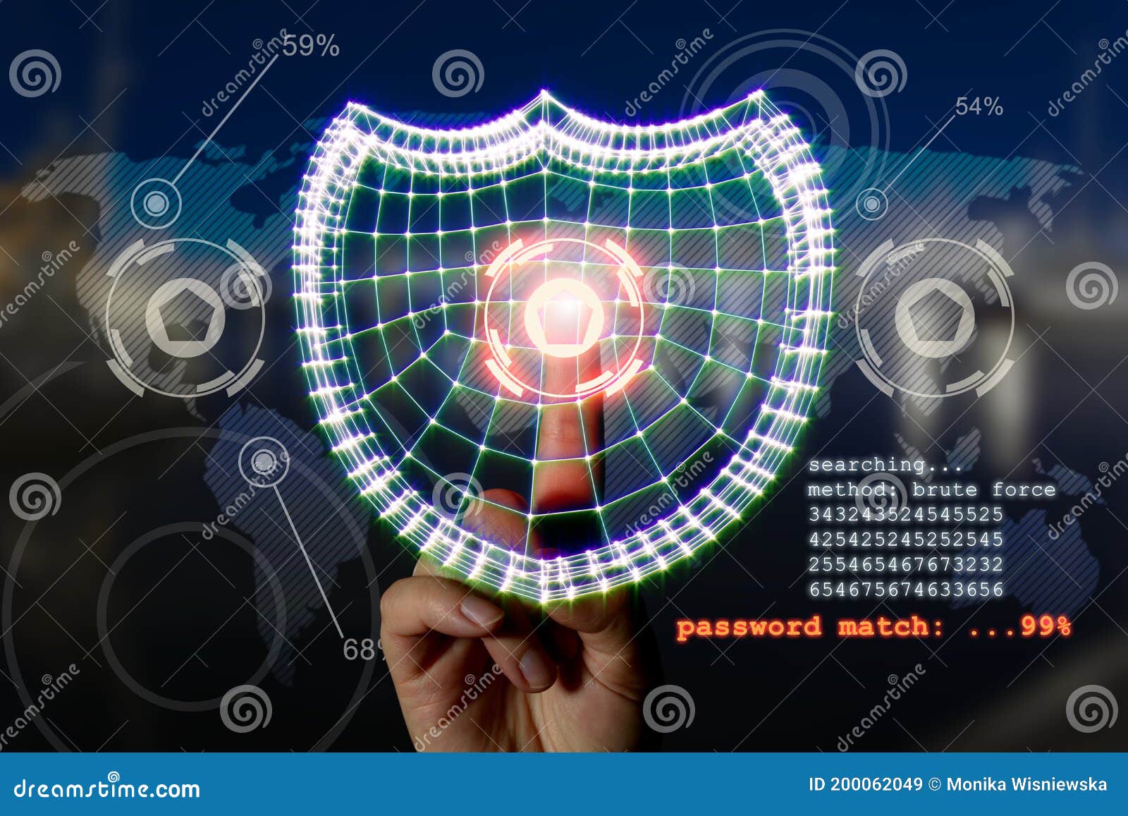Computer Security Concept Shield and Hand Stock Image - Image of attack ...
