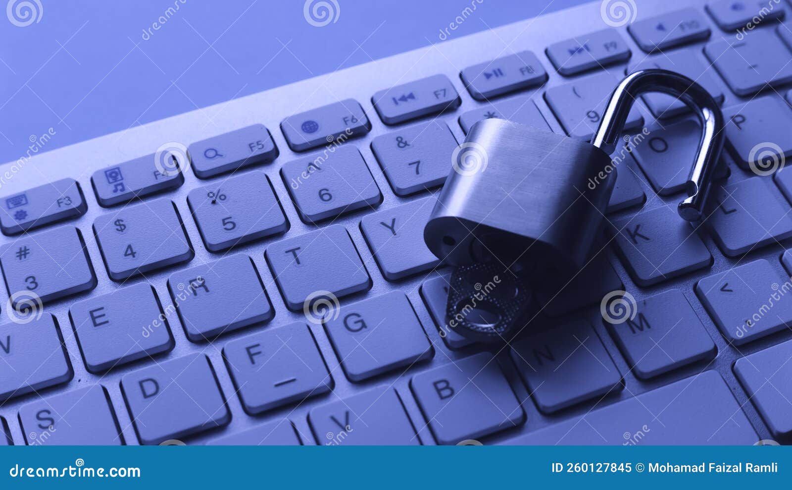 Computer Security Concept. Unlocked Padlock on Laptop Keyboard Stock ...