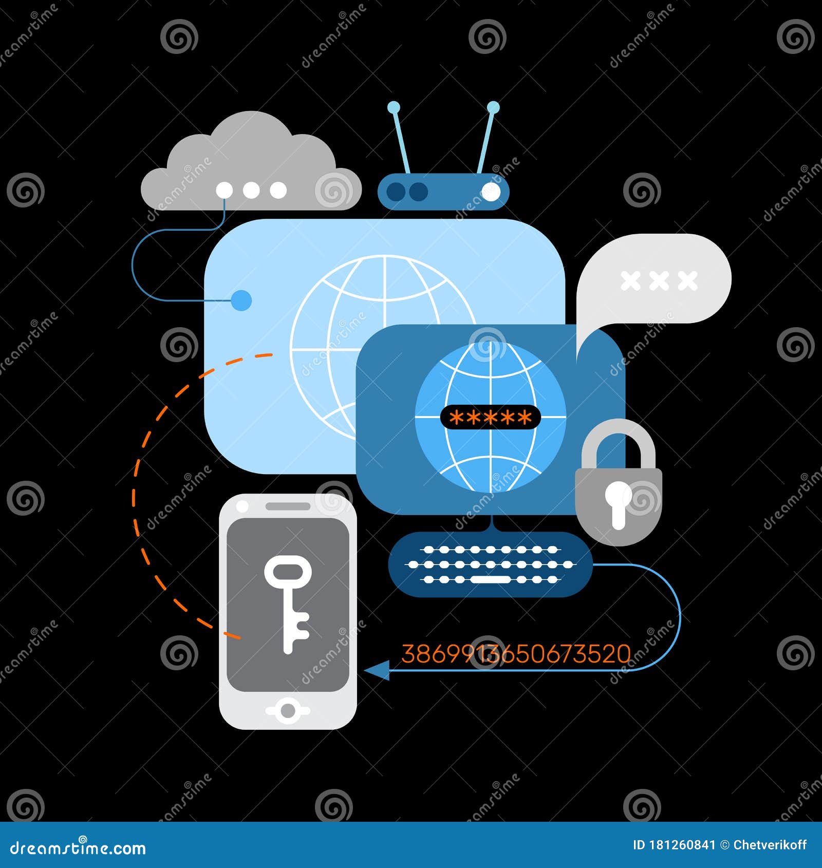 Computer Security Concept Vector Design Stock Vector - Illustration of ...