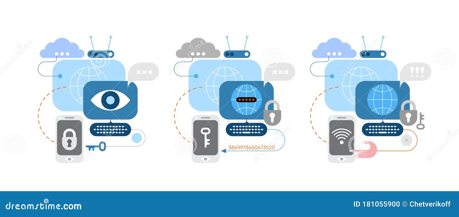 Computer Security Concept Vector Designs Stock Vector - Illustration of ...
