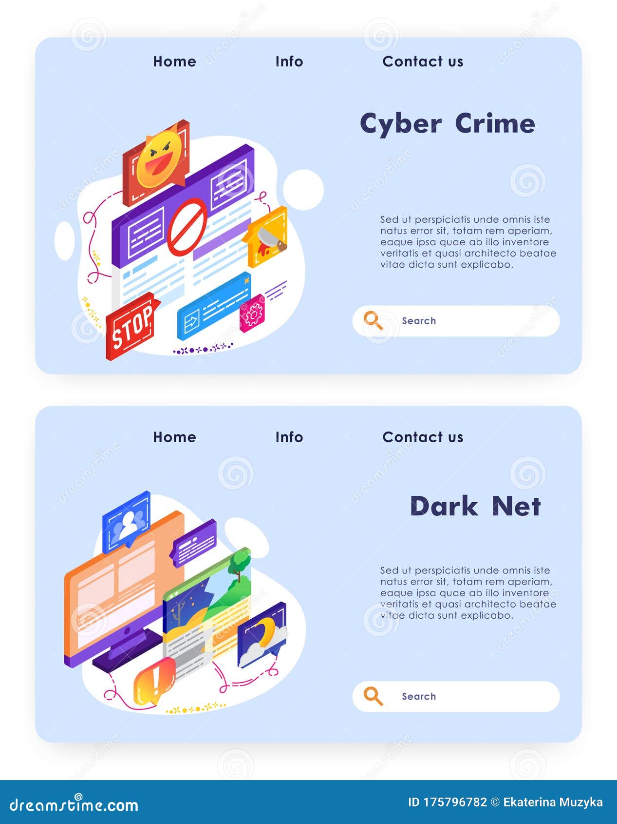 Crime Landing Page Design, Website Banner Vector Template Set. Bank ...