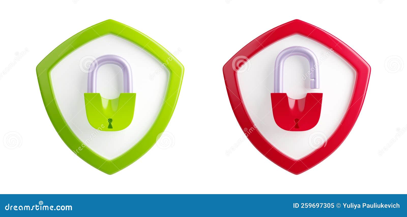 Computer Security with 3d Shields with Padlocks Stock Illustration ...