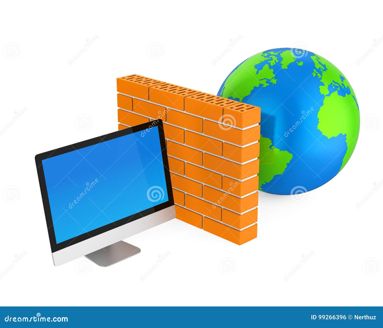 Computer Security Firewall Concept Stock Illustration - Illustration of ...