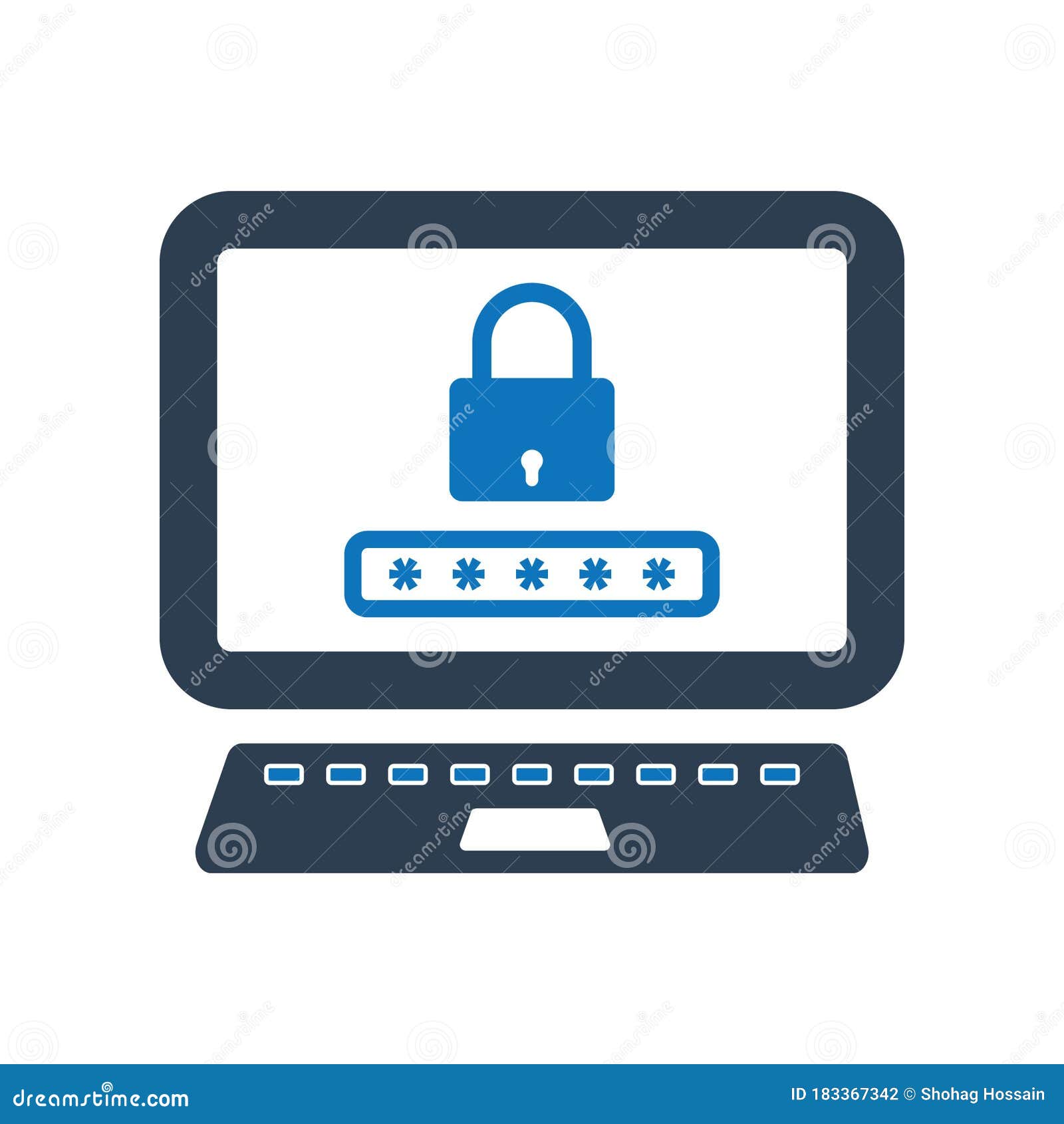 Computer Security Icon. Desktop Computer Security Shield Icon Stock ...