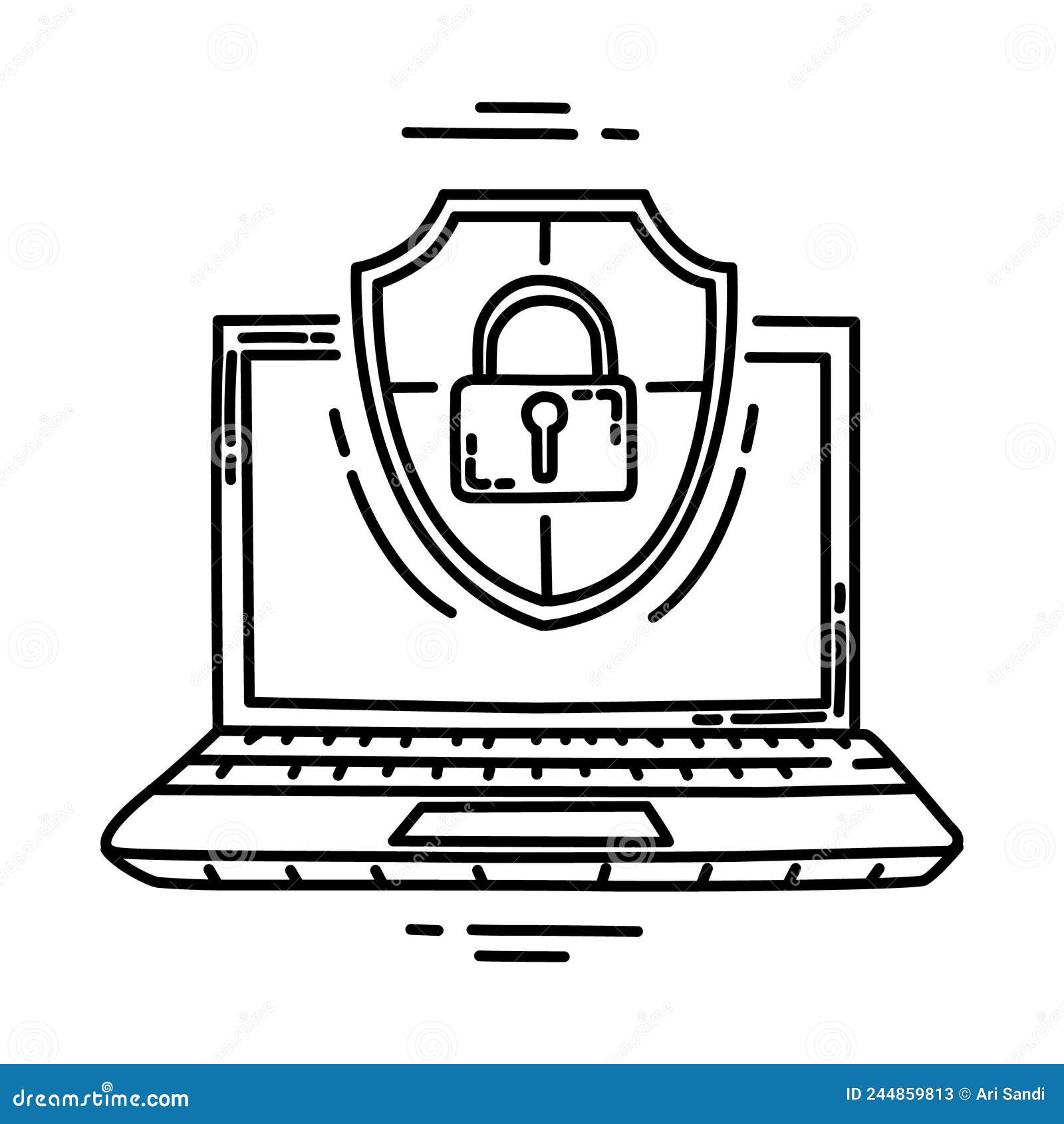 Computer Security Icon. Doodle Hand Drawn or Outline Icon Style Stock ...