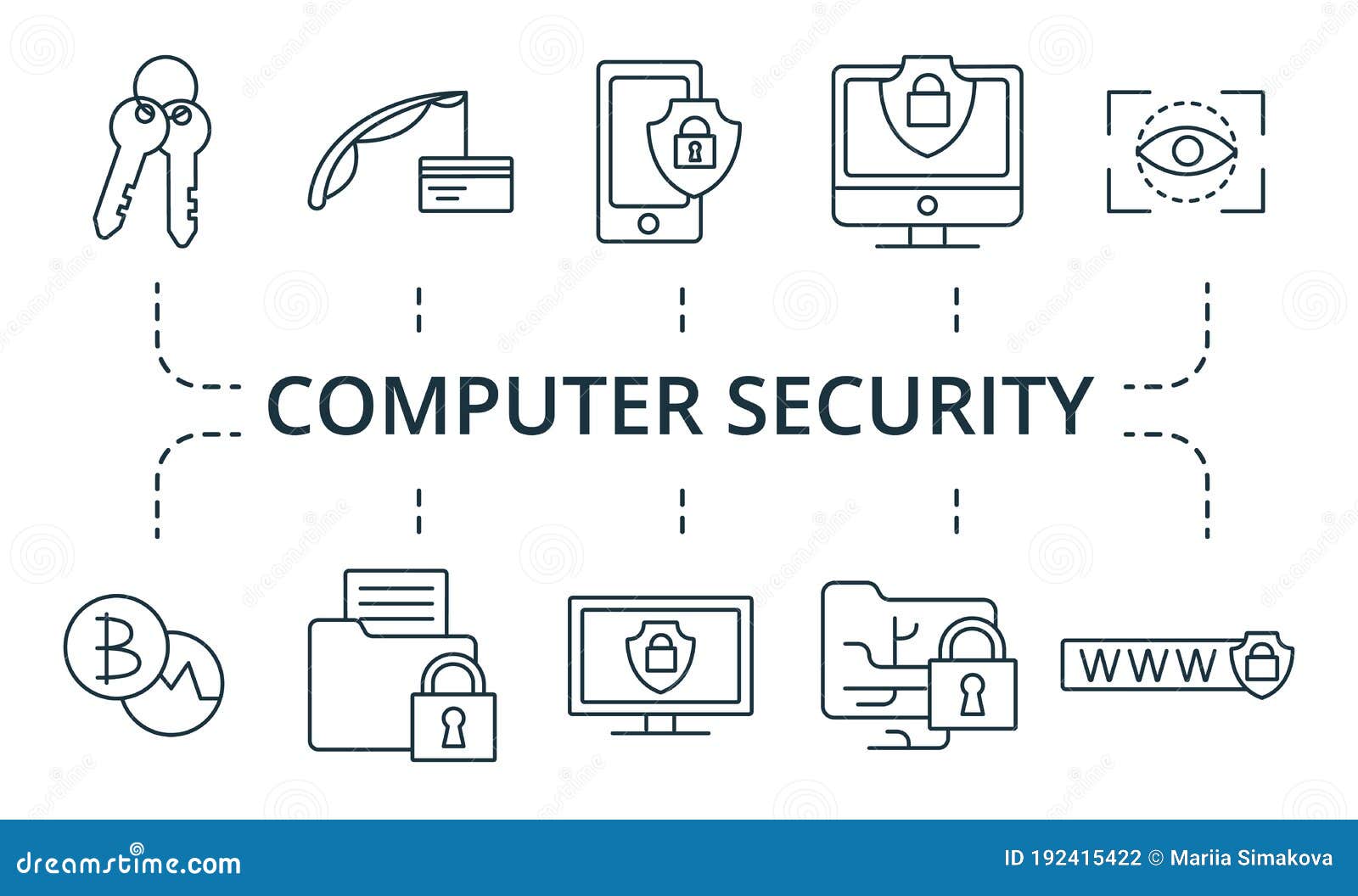 Computer Security Icon Set. Collection Contain Pack of Pixel Perfect ...