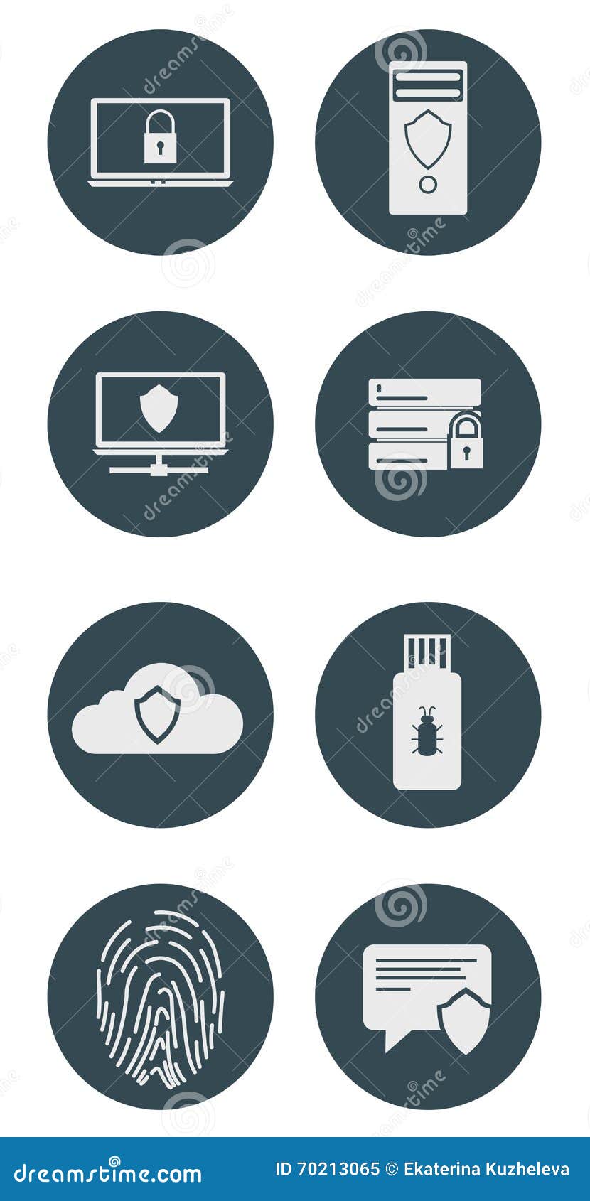 Computer Security Icon Set. Data Encryption and Protection from Hacking ...