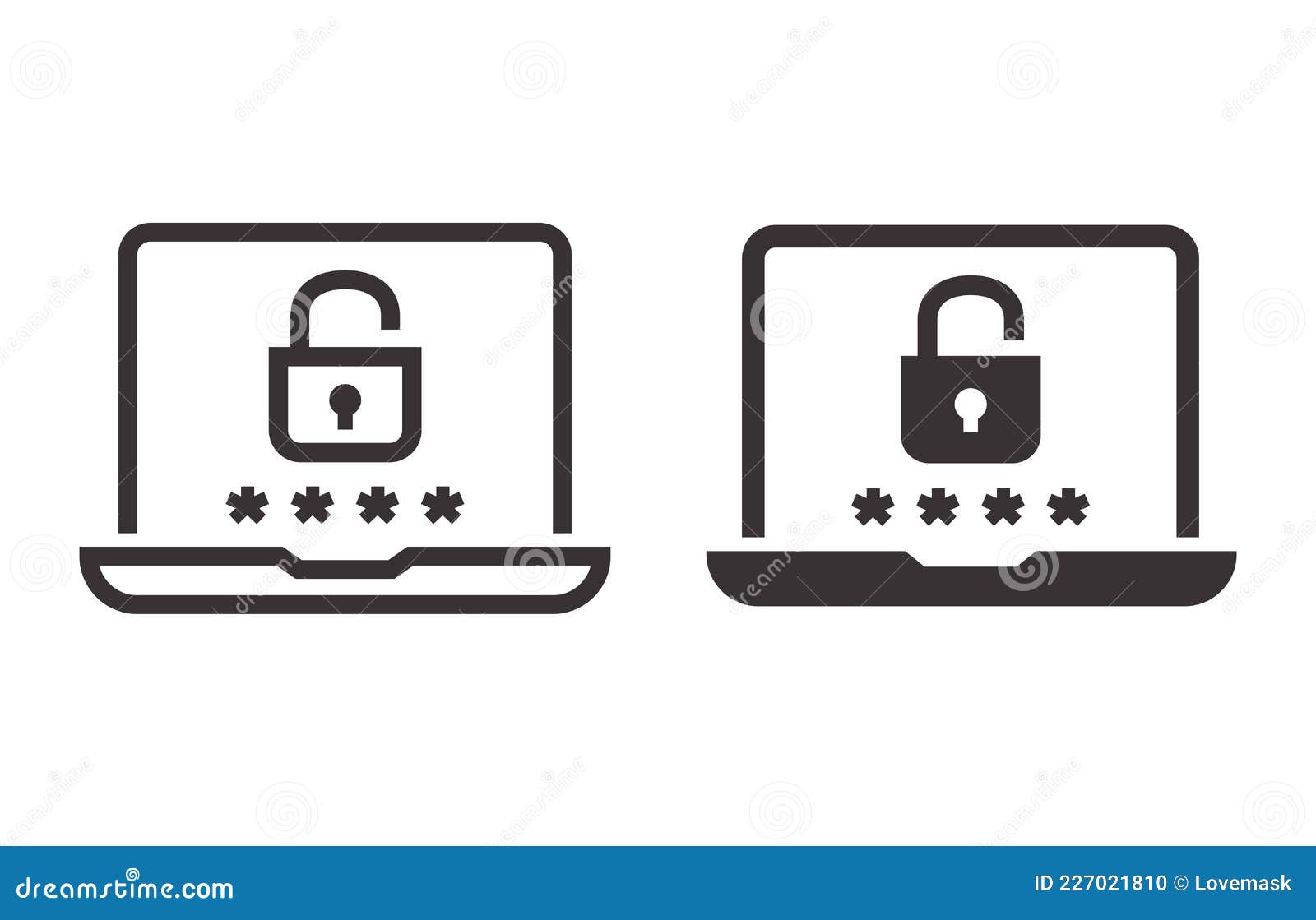 Computer Security Icon on White Background. Vector Illustration. Stock ...