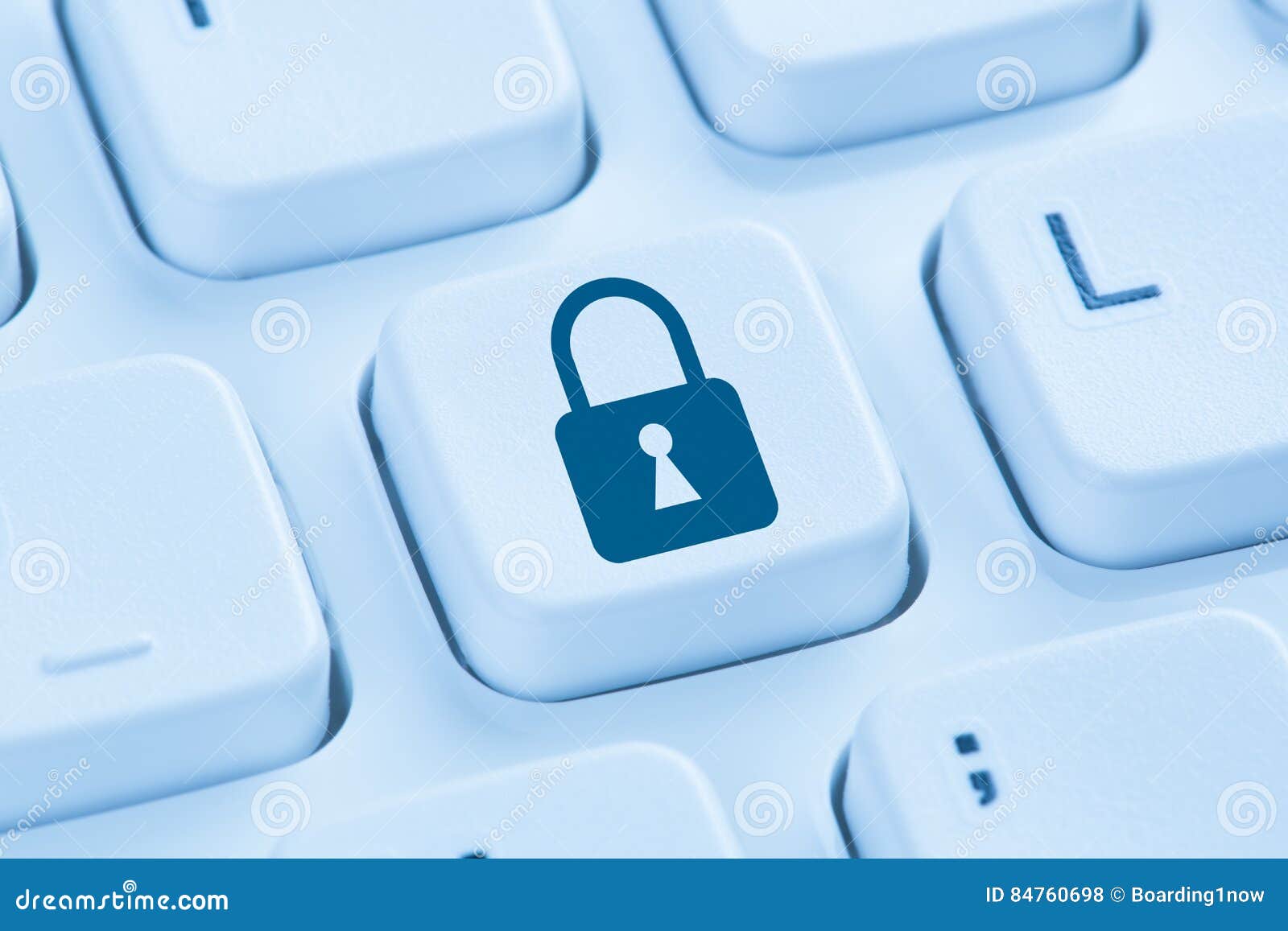 Computer Security Internet Lock Icon Data Protection Blue Keyboard ...