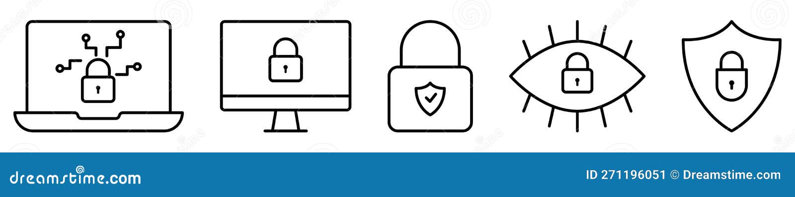 Computer Security Line Icons Set Stock Vector - Illustration of safety ... Computer Security Line Icons Set Stock Vector - Illustration of safety ...