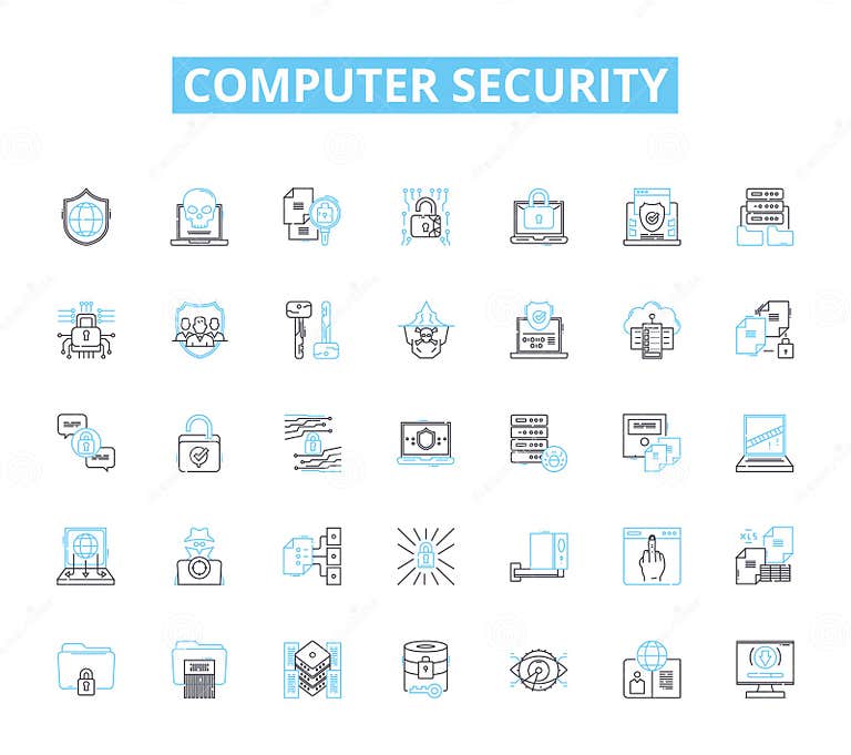 Computer Security Linear Icons Set. Firewall, Cryptography, Malware ...