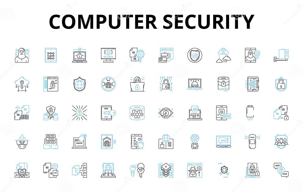 Computer Security Linear Icons Set. Firewall, Cryptography, Malware ...
