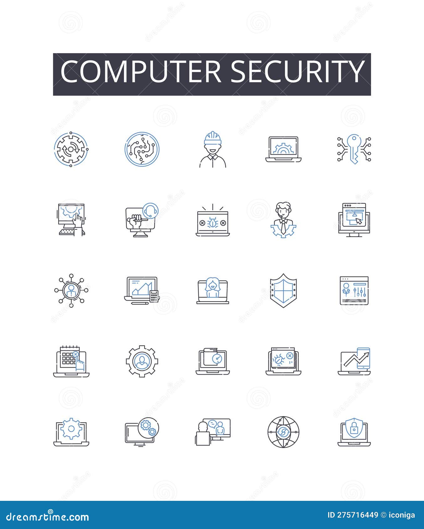 Computer Security Line Icons Collection. Data Protection, Nerk Safety ...