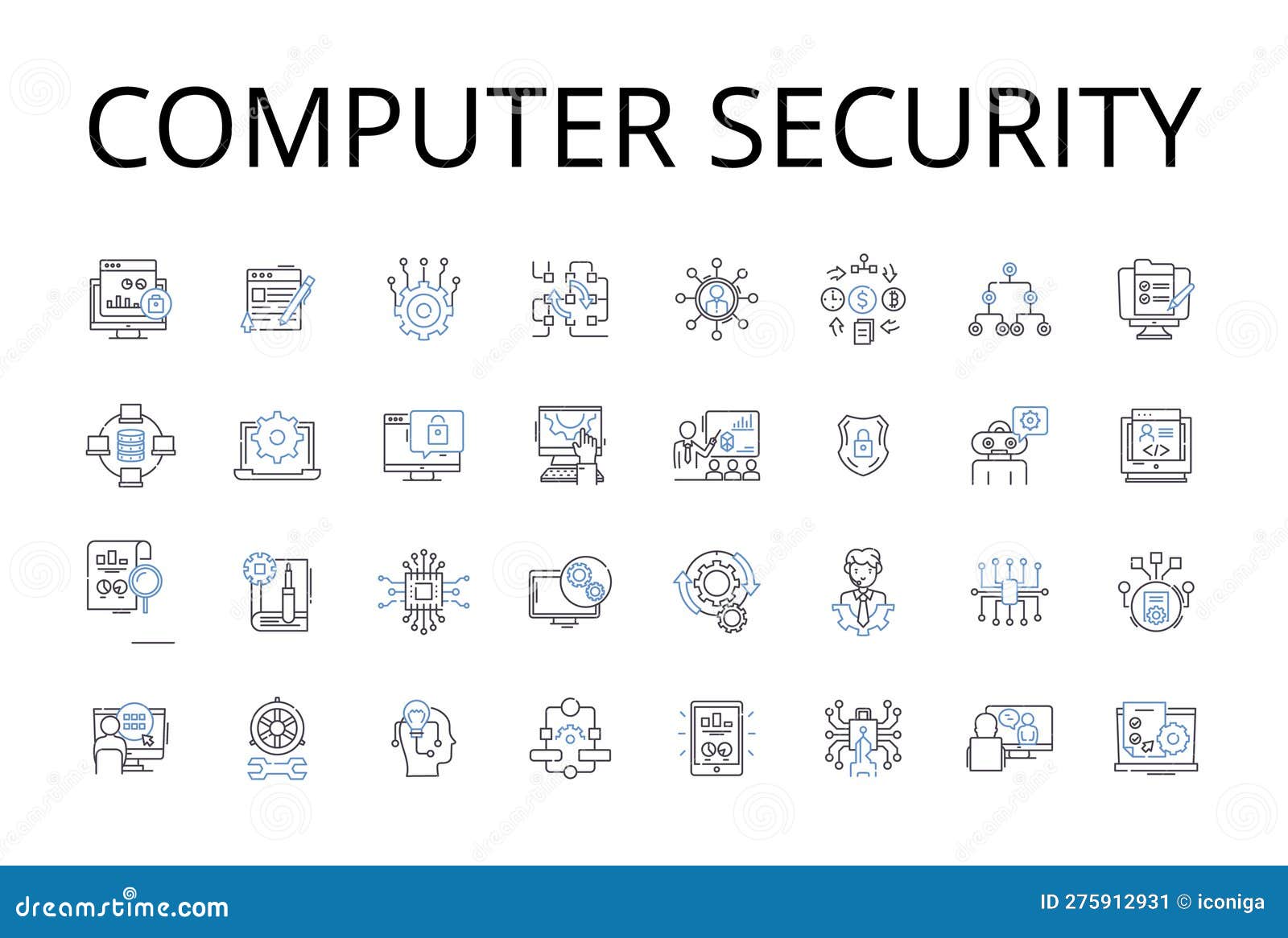 Computer Security Line Icons Collection. Data Protection, Nerk Safety ...