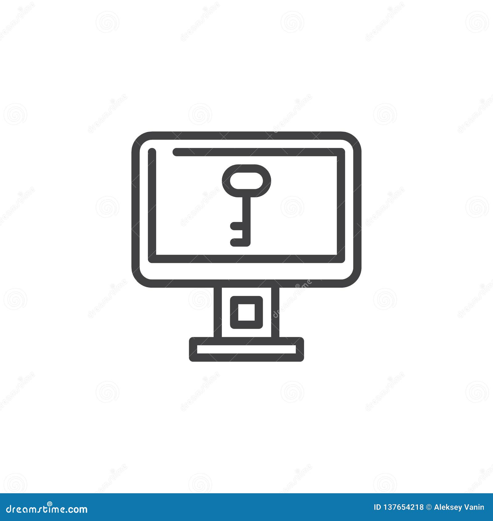 Computer Security, Password Line Icon Stock Vector - Illustration of ...