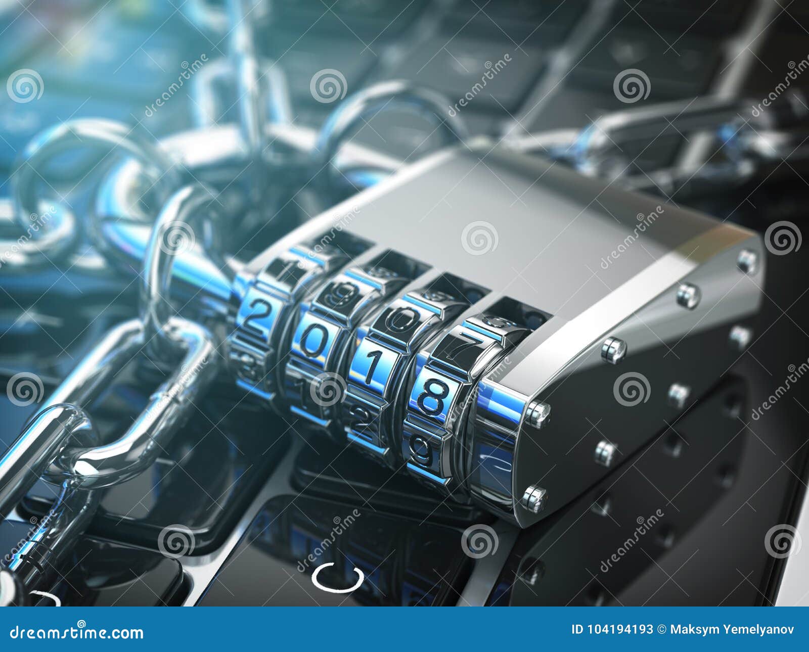 Computer Security or Safety Concept. Laptop Keyboard with Lock P Stock ...