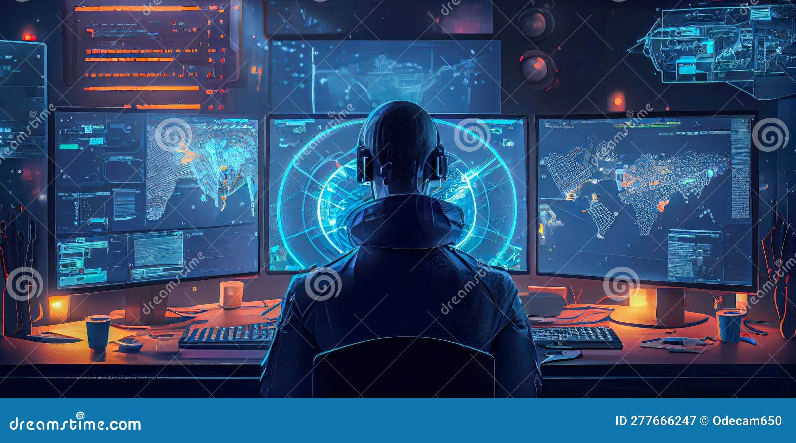 Computer Security Specialist Protects the Network Stock Illustration ...