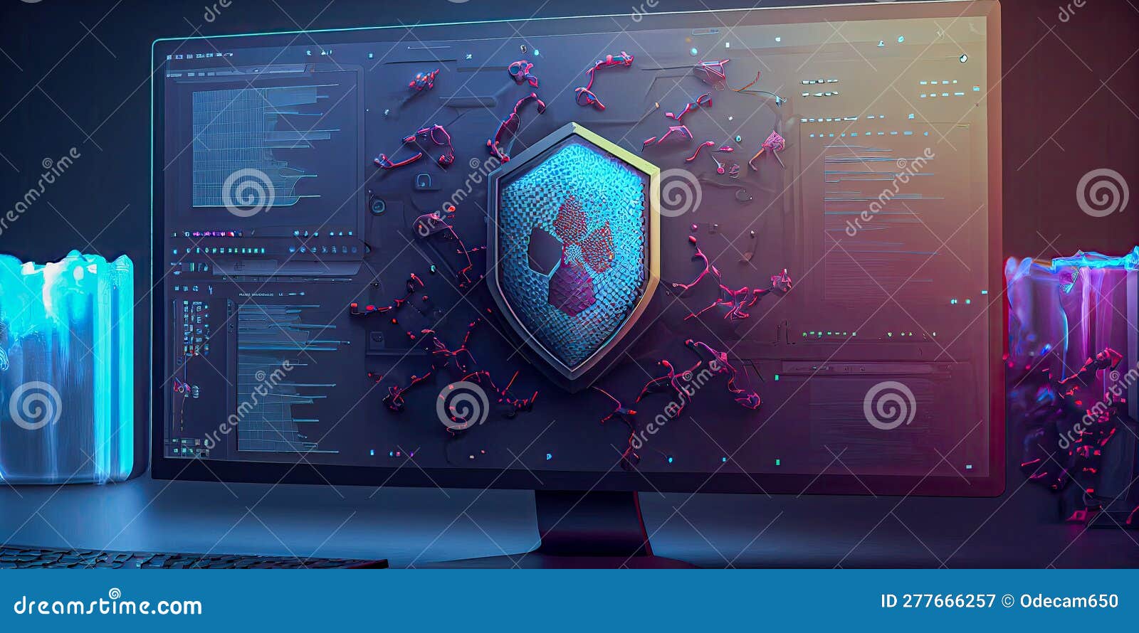 Computer Security Specialist Protects the Network Stock Illustration ...